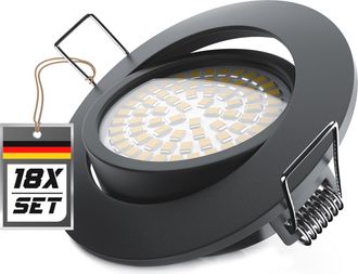 Brandson 18x LED Deckenspot dimmbar Einbaustrahler schwenkbar - Ultra Flache Spots Einbauleuchte - Einbauspot Deckenstrahler - Abstrahlwinkel 120 Grad - 230V -