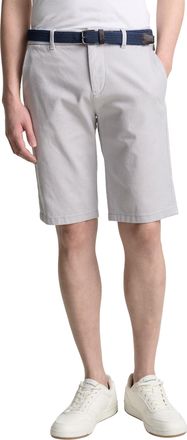 Tom Tailor Stretch Slim Chino Shorts mit Gürtel, White beige Zig zag Structure, 33