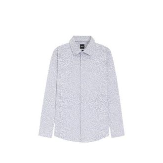 HUGO BOSS Chemise Hank &agrave; motif en coton m&eacute;lang&eacute;