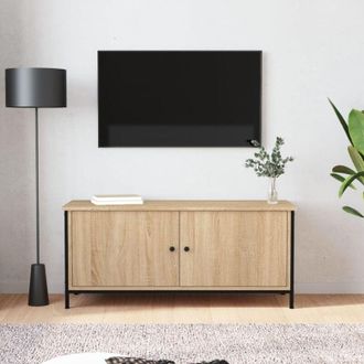 vidaXL Vidaxl - Meuble tv avec portes ch&ecirc;ne sonoma 102x35x45 cm bois ing&eacute;nierie