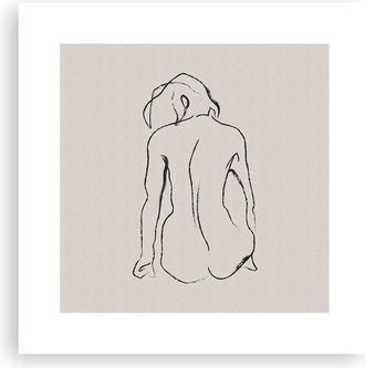 Arttor Wandposter Art Prints 30x30cm Poster ohne Rahmen Akt Linie Zeichnung K&uuml;che Wanddeko Bild Wand Kunstdruck Deko Wandbilder Dekoration Wohnzimmer Schlafz