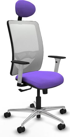 Piqueras y Crespo B&uuml;rostuhl Zulema mit wei&szlig;en und schwarzen Armlehnen, h&ouml;henverstellbare Lendenwirbelst&uuml;tze und festes Kopfteil, ausgestattet mit 3 Positionen, Wei&szlig;/Lil