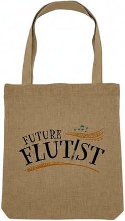 Fabulous Sac Shopping Tote Bag Aspect Lin - Future Flutist Music Flute Musician - Sac de Courses Toile Epaisse 360g Beige Naturel Cabas Port&eacute; Epaule Solide Imp