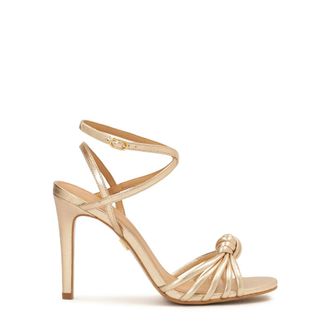 Kazar Goldene hohe Stiletto-Sandalen mit d&uuml;nnen Riemen und Knoten - - Shoes - Damen - Gelb - 37 EU