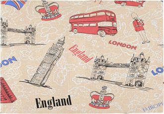 TropicalLife COZYhome Esszimmer-Platzdeckchen-Set, 1 St&uuml;ck, Motiv: England, London, Big Ben, rechteckig, rutschfest, hitzebest&auml;ndig, Sackleinen, Tischsets f&uuml;r K&uuml;ch