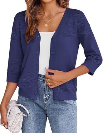 Zeagoo Bolero Femme Chic Et Élégant Gilet Manches 3/4 Dentelle Cardigan Col en V