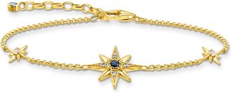 Thomas Sabo Thomas Sabo Damen Armband aus hochwertigem 925er Sterlingsilber mit 750er Gelbgold-Vergoldung mit Sternenornamenten Gr. 16cm-19cm A2037-959-7-L19V