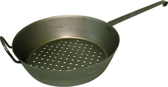 Riess 0569-023, Maronipfanne Eisen 32, mit Gegengriff, EISENPFANNEN, Durchmesser 32 cm, Höhe 8,8 cm, metallic, Induktion