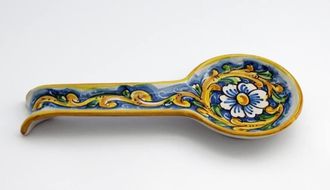 Generico Sizilianische Keramik Löffelablage blau gelb grün rot Heiliger Stephan von Camastra Handdekoriert barock Art 25