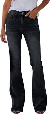 Generic Jean &eacute;vas&eacute; pour femme - Taille haute - Stretch - Boyfriend Y2K - Jean skinny - Chic - Vintage - Avec broderie - Streetwear - Long - Confortable - L&eacute;ge