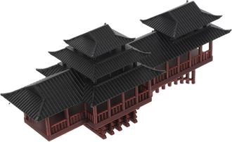 Soimiss Aquarium Brücken-dekor aus Kunststoff Kleines Asiatisches Pavillon-Modell mit Langem Durchgang Langlebig und Wiederverwendbar für Bonsai Garten und Fi