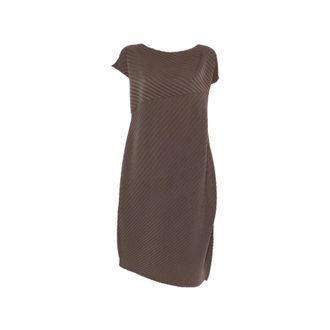 Issey Miyake Femme, Robes, Brun, Taille: 34 FR Plaster Pleats Solid Volume Midi Dress