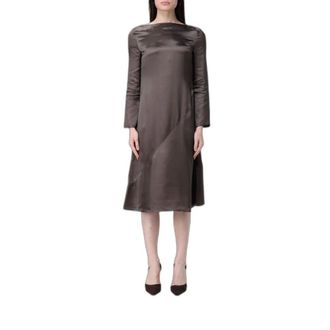 Emporio Armani Robe mi-longue en twill de viscose - Femme - Robes - Brun - Taille: 38 FR