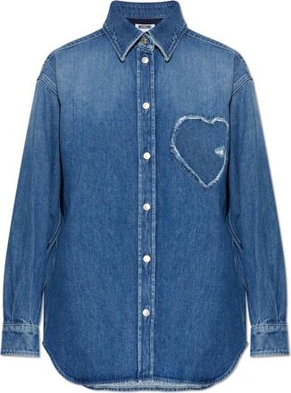 Moschino Femme, Blouses et Chemises, Bleu, Taille: 38 FR Chemise en jean
