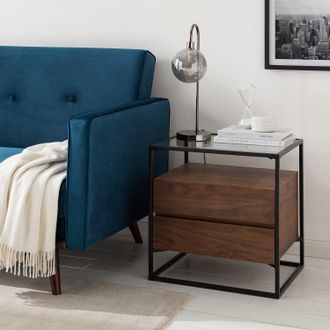 M&oslash;rteens home24 Beistelltisch mit Schubladen 54 x 54 x 43cm Braun/Braun