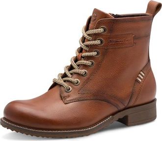 Tamaris Bottines plates en dentelle pour femme 1-25298-45 - En cuir cognac - Taille 38 EU, Cuir de cognac., 38 EU