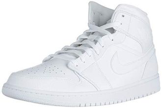 Nike Nike Air Jordan 1 Mid, Chaussures de Basket Homme, Blanc White White White White White White White, 44.5 EU