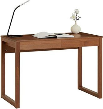 IDIMEX Bureau en Bois avec 2 tiroirs Noah, Design scandinave, en pin Massif Coloris ch&acirc;taignier