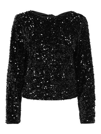 Only Damen Onlconfidence L/S Sequin Bow Top JRS, Black, S