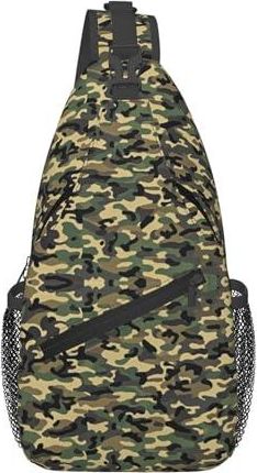 Generic Casual Sacoche Bandouliere Art de camouflage militaire vert froid Sacs &agrave; Bandouli&egrave;re Antivol Crossbody Bag pour &eacute;cole Camping Voyage