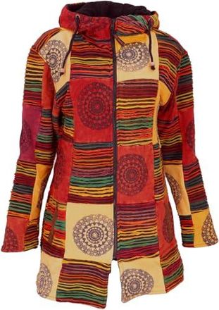 Guru Shop Guru-Boutique, Manteau Court en Patchwork Goa, Veste Hippie Boho - Orange Rouille, Ducoton, Size:L (44), Vestes et Gilets Boho