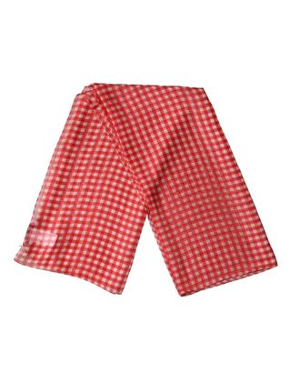 Dolce & Gabbana Womens White Red Check Silk Wrap Foulard 140cm X 136cm Scarf