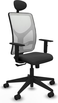 Piqueras y Crespo Schreibtischstuhl mit 1D-Armlehnen, h&ouml;henverstellbare Lendenwirbelst&uuml;tze und festes Kopfteil, ausgestattet mit 3 Positionen und Schneidschaum, Wei&szlig;/Du