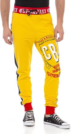 Cipo & Baxx Herren Jogginganzug CLR141 Gelb - Zweiteiliges Set aus Kapuzenjacke und Jogginghose mit sportlichem Design und hohem f&uuml;r Alltag und Freizeit - CLR141 