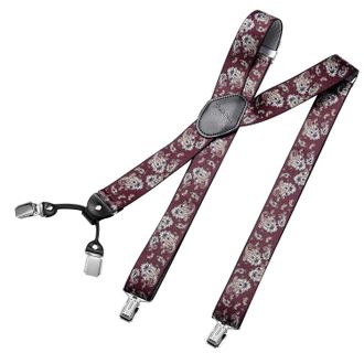 DonDon Hosenträger Herren extra stark paisley rot 3,5 cm Hosenträger Herren breit in Y-Form lang - Starke Clips passend für Anzug Jeans Chinos Vintage Rockab