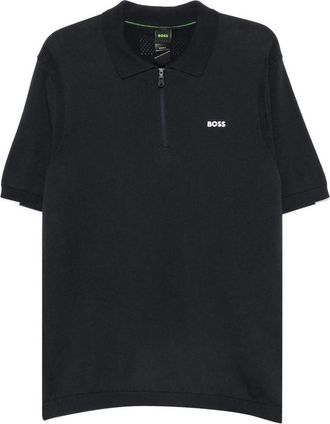 HUGO BOSS Zip-fastening Logo-print Polo Shirt