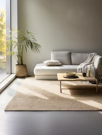 Hanse Home Jute Teppich - Natur Wohnzimmerteppich aus 100% Jute - Handgewebt & Natürlich - Boho Naturfaser Juteteppich für Wohnzimmer, Schlafzimmer, Esszimmer - 