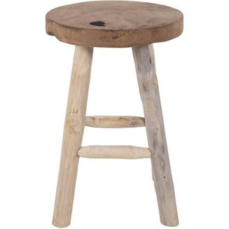 Altobuy CLACIKO - Tabouret 4 Pieds en Teck Brut Naturel
