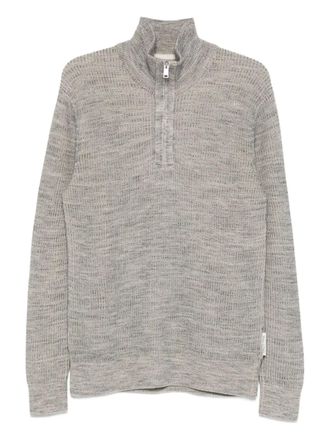Marc O'Polo pull en maille épaisse à fermeture zippée - Gris
