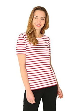 Armor Lux Femme Marinière Hoedic Héritage Femme T shirt, Multicolore (320 Blanc/Braise 320), 40 EU