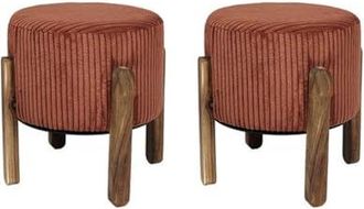 The Home Deco Factory HD0336, Set mit 2 Cotele Scott Terrakotta-Hockern, Weichheit, M&ouml;bel, Sitz, Bank und Hocker, 35,5 x 35 x 35 cm, Sitzh&ouml;he 30 cm, Terrakotta-Braun