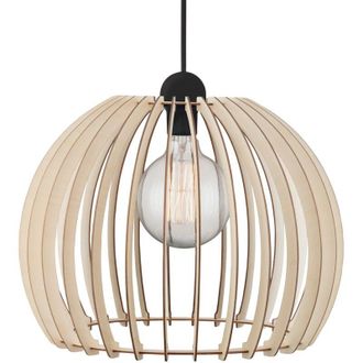 Nordlux Suspension en bois naturel marron H.34cm - Culot E27 - Indice de protection IP20 - Abat-jour en lattes pour ambiance chaleureuse