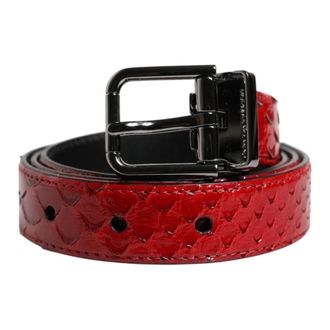 Dolce & Gabbana unisex, Accessoires, Rouge, Taille: ONE Size Ceinture en cuir exotique rouge avec boucle en m&eacute;tal