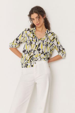 SKFK Damen vegan Shirt Asune Mehrfarbig Gelb/Schwarz