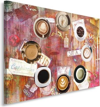 Feeby Wandbild - 1 Teilig - 30x40 cm, Leinwand Bild Leinwandbilder Bilder Wandbilder Kunstdruck, KAFFEE, KULINARNE, VINTAGE, PINK