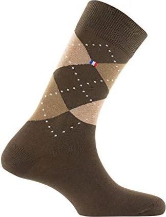 Kindy Mi-chaussettes en coton Drapeau Intarsia MADE IN FRANCE - couleur - Marron - Pointure - 43-46