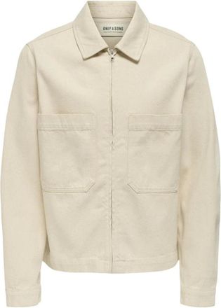 Only & Sons Only & Sons, Homme, Vestes, Beige, Taille: XL Blazer Classique en Coton avec Fermeture &Eacute;clair et Poches Avant