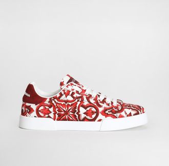 Dolce & Gabbana Sneaker Portofino Aus Canvas Mit Majolika-print - Mann Sneakers Multicolor 39.5