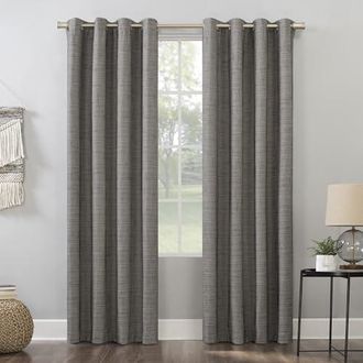 Sun Zero Sun Zero Brooks Thermo-Vorhang mit Ösen, Jute-Gewebe, 132,1 x 213,4 cm, Taupe/Kakaobraun