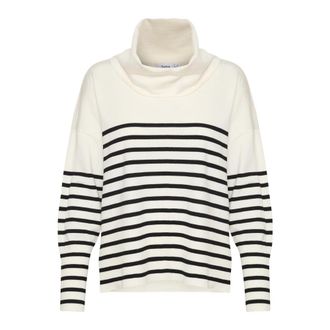 Saint Tropez Gestreifter Cowlneck Pullover Pullover Ice - - Knitwear - Damen - Beige - XL
