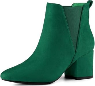 Allegra K Bottes Chelsea à Bout Pointu et Talon compensé pour Femme Verde smeraldo 38
