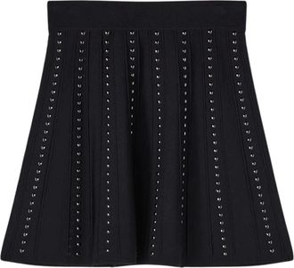 Motivi Femme, Jupes, Noir, Taille: 40 FR Jupe courte en maille avec appliqu&eacute;s