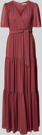 Christian Berg Cocktail Abendkleid mit V-Ausschnitt und Bindeg&uuml;rtel