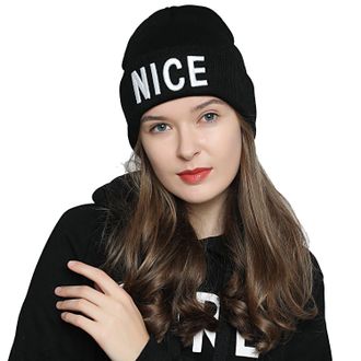 DonDon M&uuml;tze Damen Beanie Statement Winterm&uuml;tze Nice