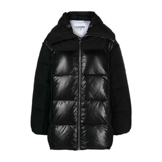 Ganni Femme, Vestes, Noir, Taille: 34/36 FR Veste Rembourr&eacute;e &agrave; Capuche