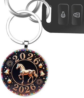 Generic Porte-cl&eacute;s cheval pour femme | Ornements de collection 2026 2D - Porte-cl&eacute;s en forme danimal de lann&eacute;e du cheval | pour adultes, gar&ccedil;ons et filles, an